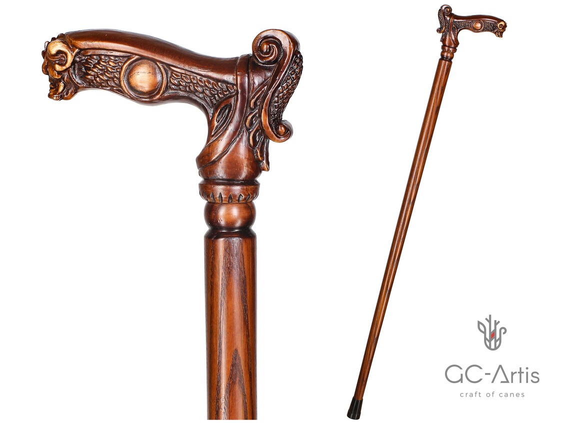 Wild Boar Unique Wooden Cane Walking Stick Wood Carved - Etsy