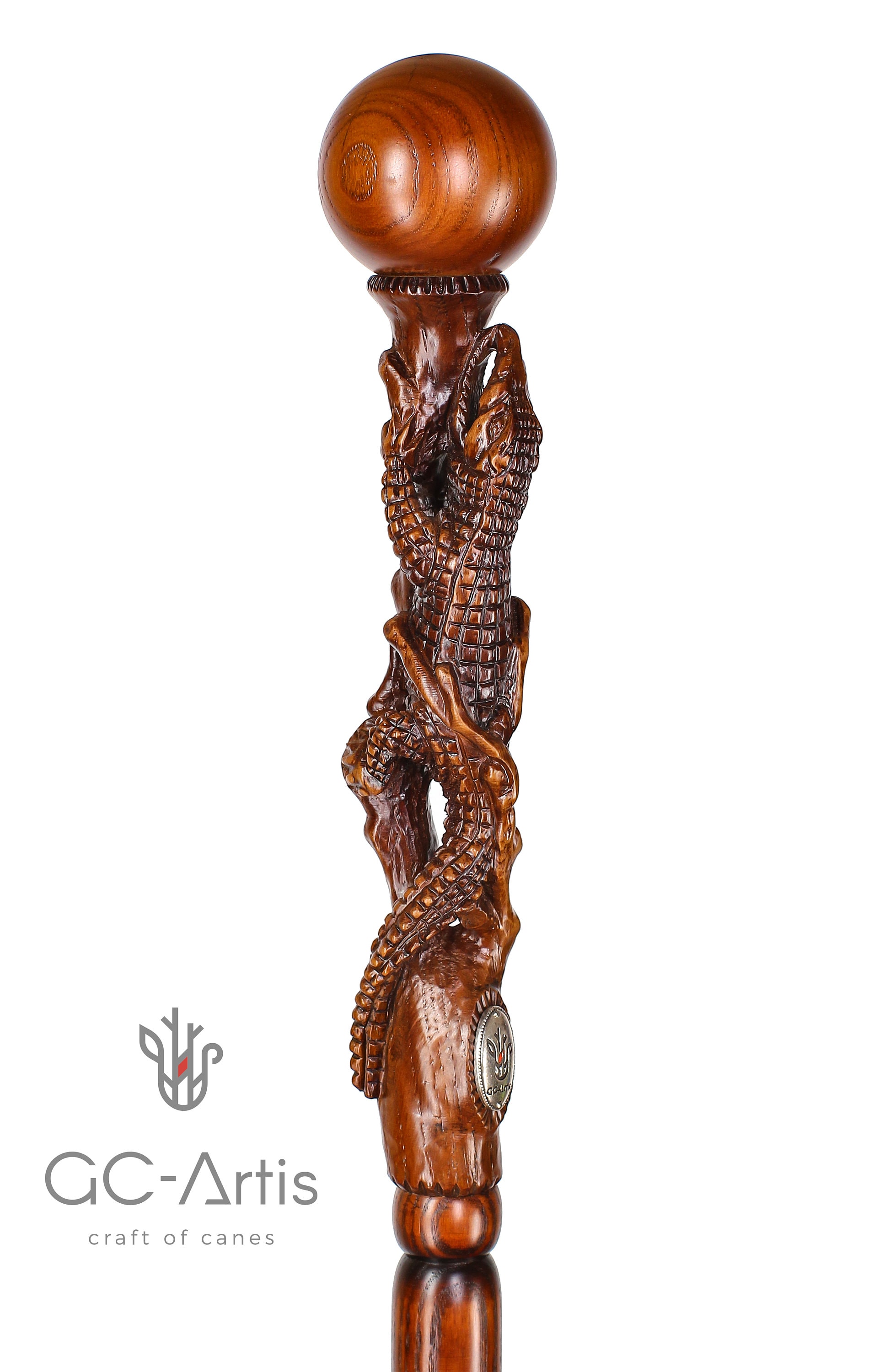 Crocodile Alligator Wooden Walking Hiking Stick Cane Staff Trekking ...