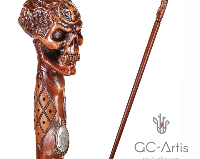 Walking Stick Cane Alien Skull Head Fantasy Horror Style Gray Casted ...