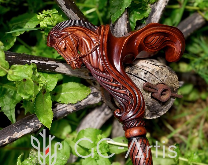 Horse Head Walking Stick Handmade Wood Carved, Horse Walking Cane ...