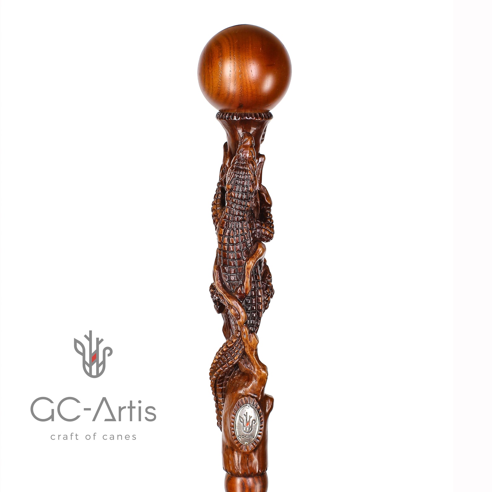 Crocodile Alligator Wooden Walking Hiking Stick Cane Staff Trekking ...
