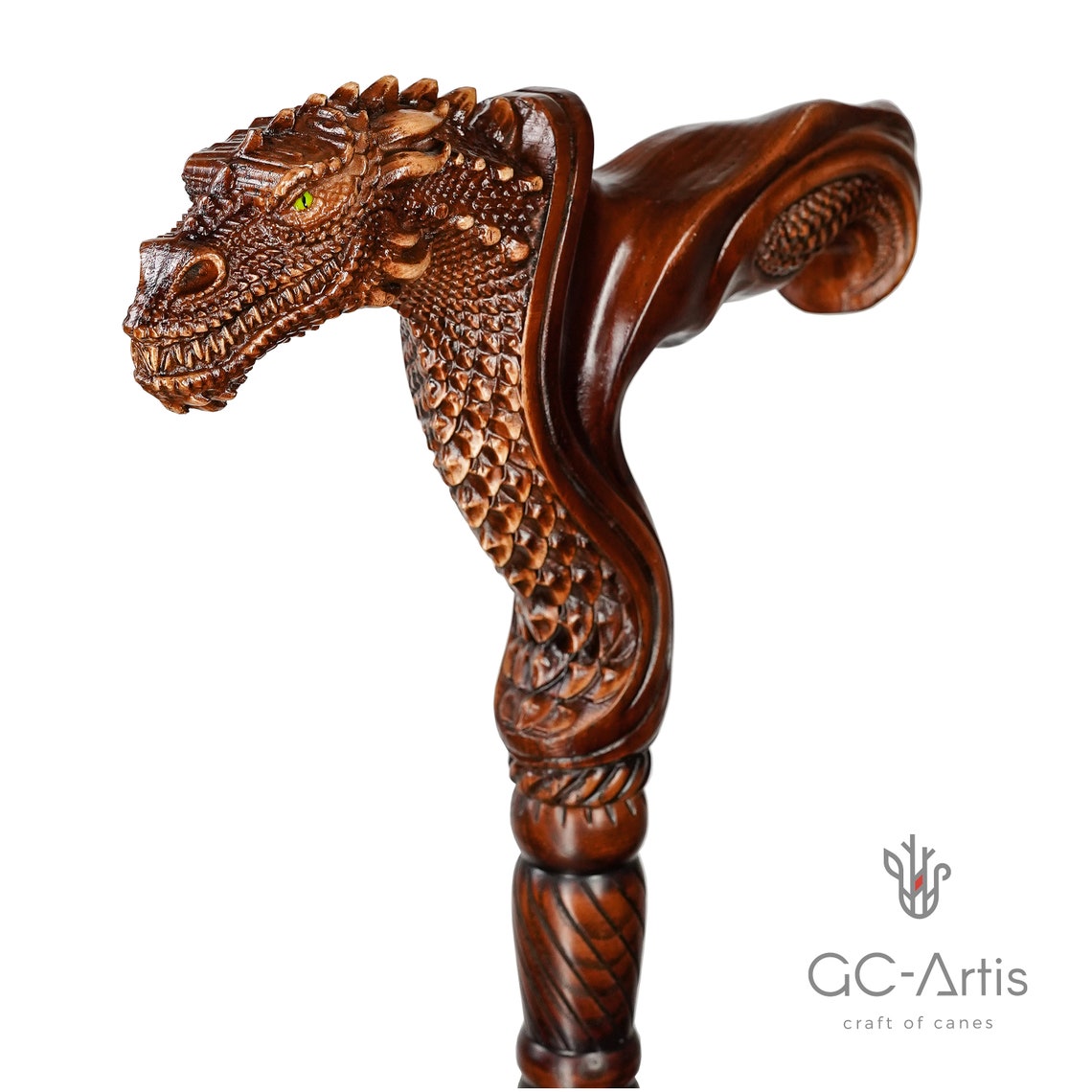 Dragon Cane Wooden Walking Stick Ergonomic Palm Grip Handle - Etsy