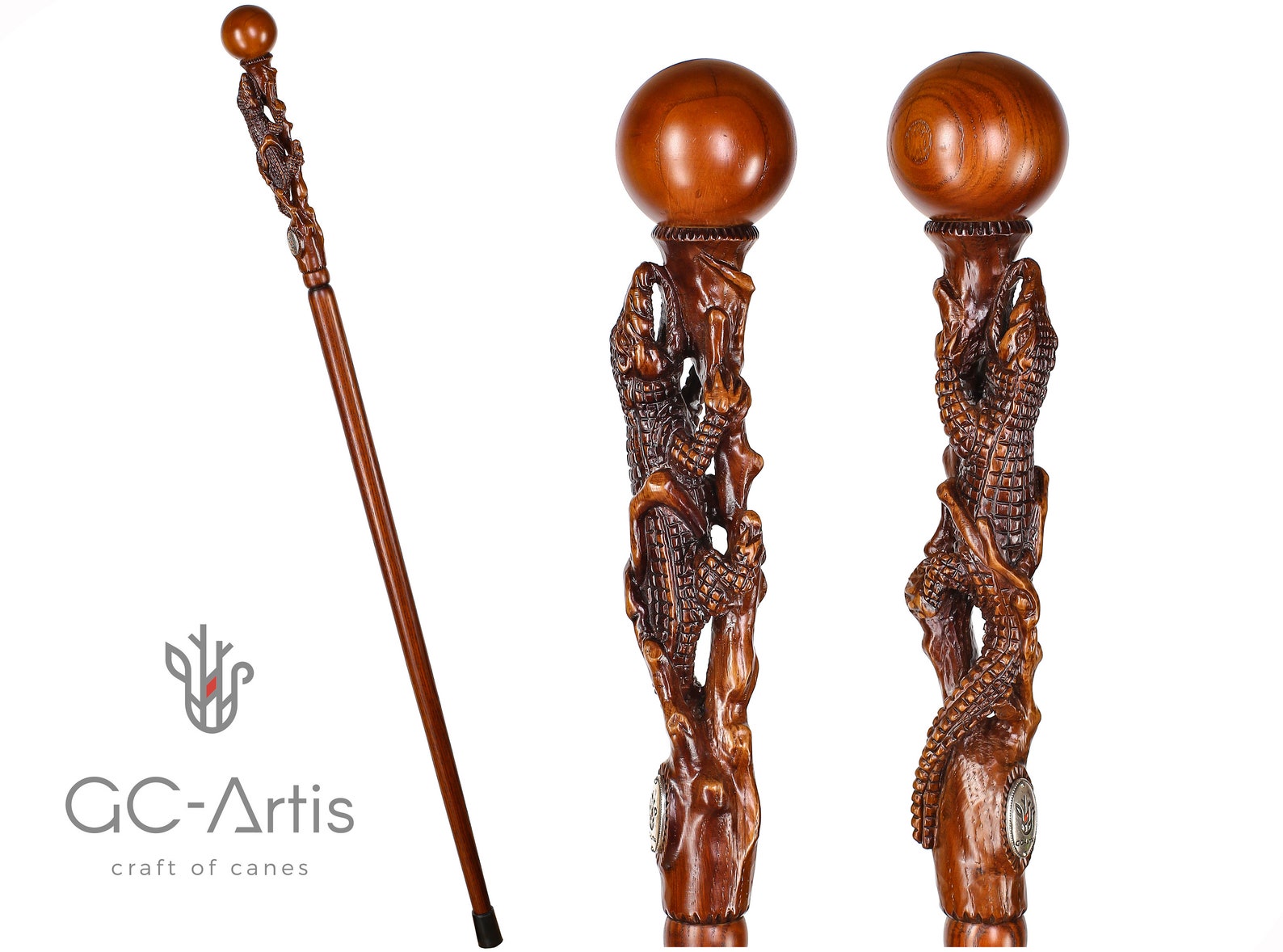 Crocodile Alligator Wooden Walking Hiking Stick Cane Staff - Etsy