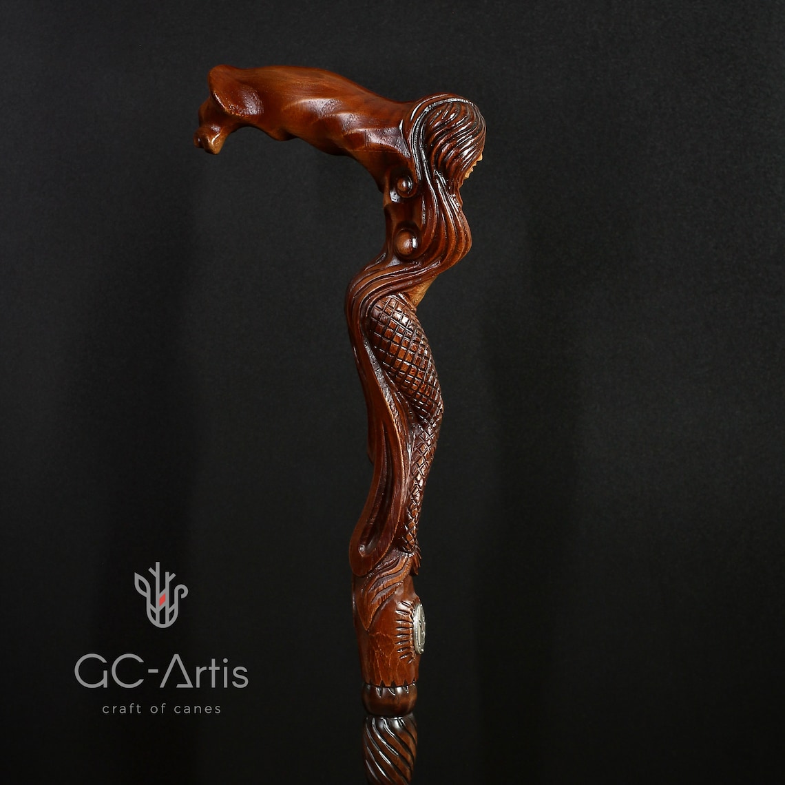 Crying Mermaid Siren Girl Wooden Walking Stick Cane Fantasy | Etsy