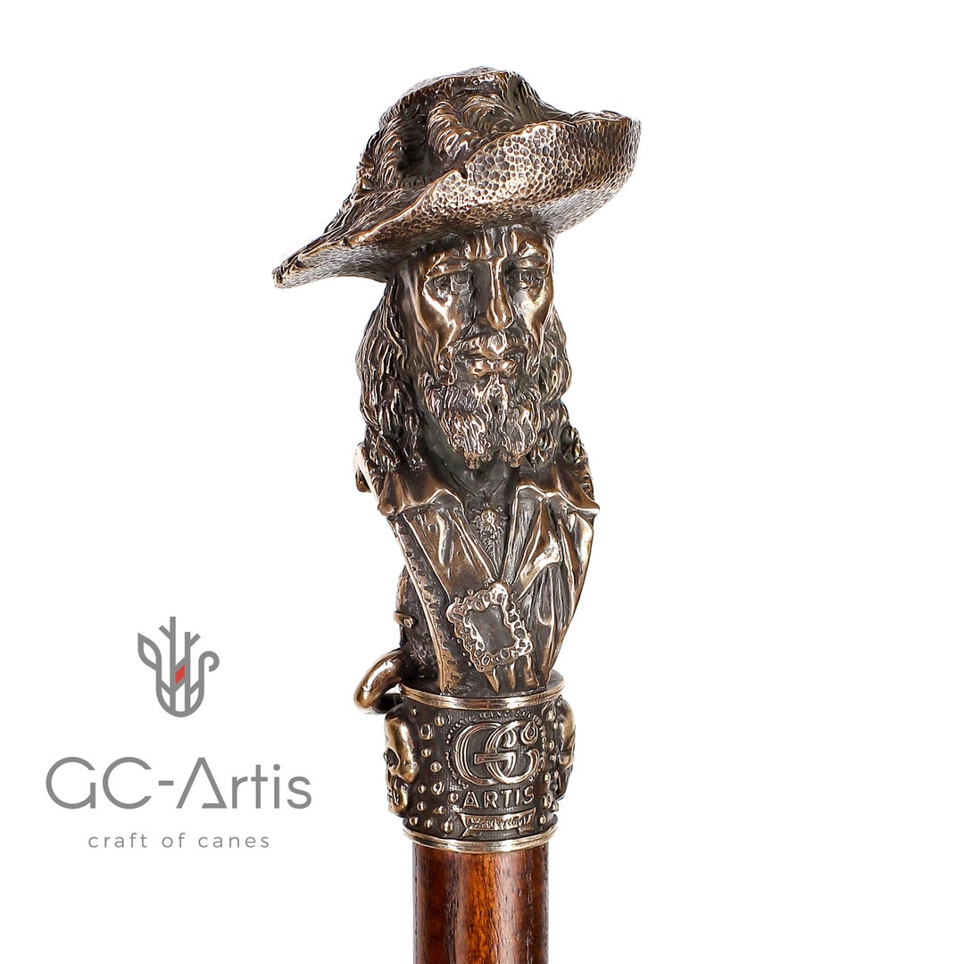 Pirate Captain With Monkey Bronze Brass Walking Stick Cane ...