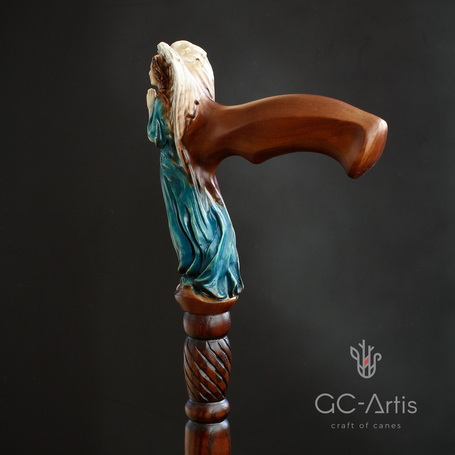 Winged Angel CANE Wooden Walking Stick Cane Crafted Carved - Etsy