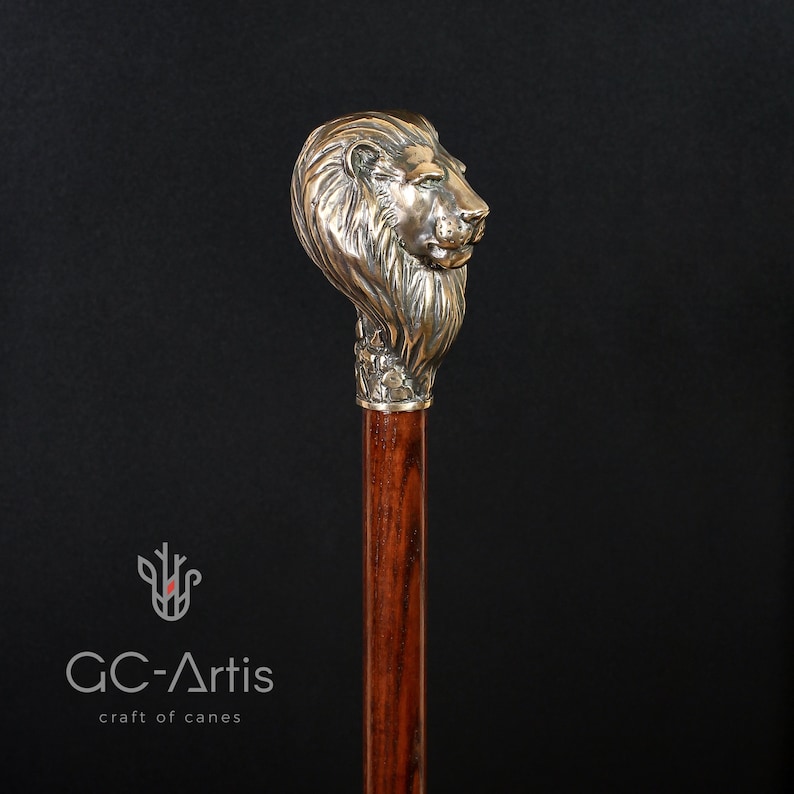 Bronze Lion Walking Stick Cane Classic TOP Knob Handle Stick - Etsy