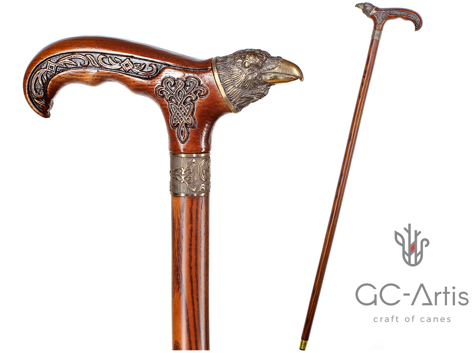 Raven Walking Cane Wood & Bronze Goth Style Walking Stick | Etsy