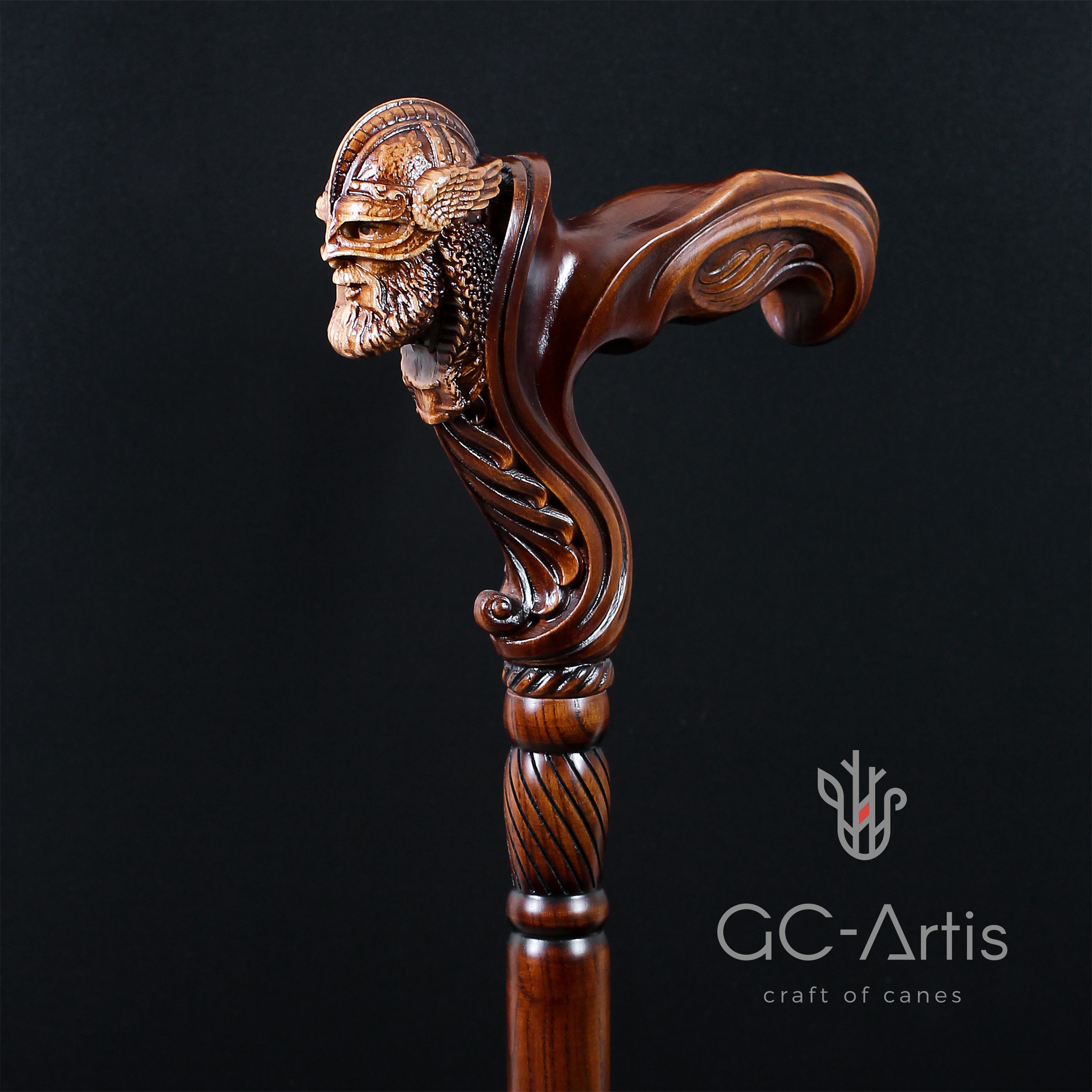 Viking Warrior Wooden Walking Cane Stick Ergonomic Palm Grip | Etsy UK