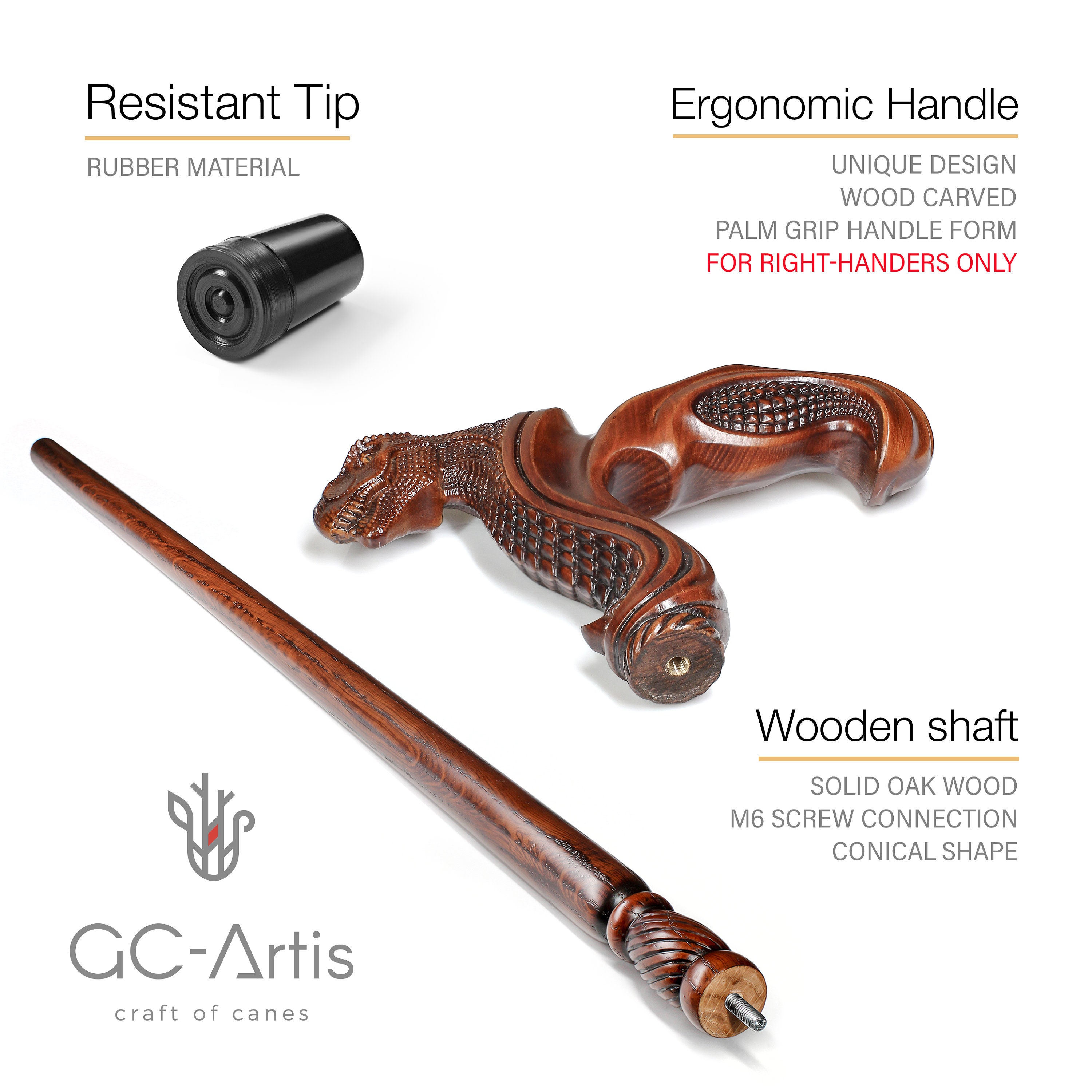 T-rex Dinosaur Walking Stick Wooden Walking Cane Ergonomic | Etsy Australia