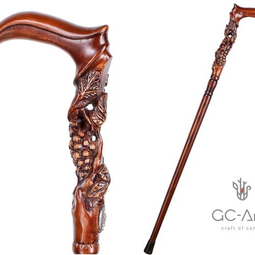 Christian Cross Wooden Walking Stick Cane Wood Carved | Etsy