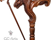 T-rex Dinosaur Walking Stick Wooden Walking Cane Ergonomic - Etsy
