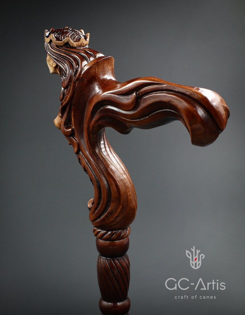 Wooden Walking Cane Fantasy Syren Ergonomic Palm Grip Handle - Etsy