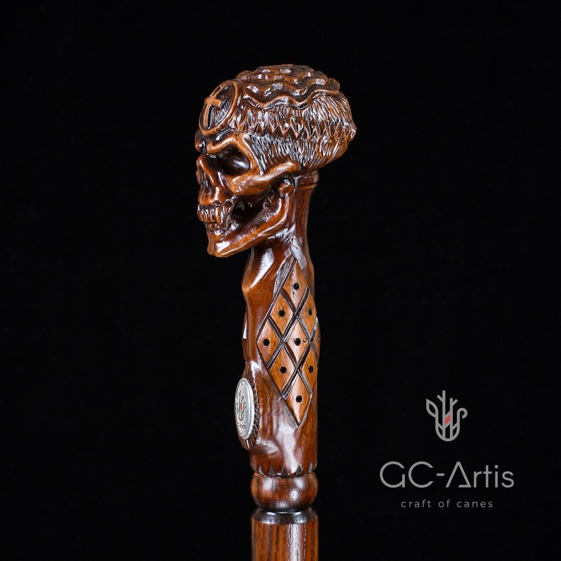 EGYPTIAN SKULL Wooden Walking Stick Cane With Ankh Cross - Etsy