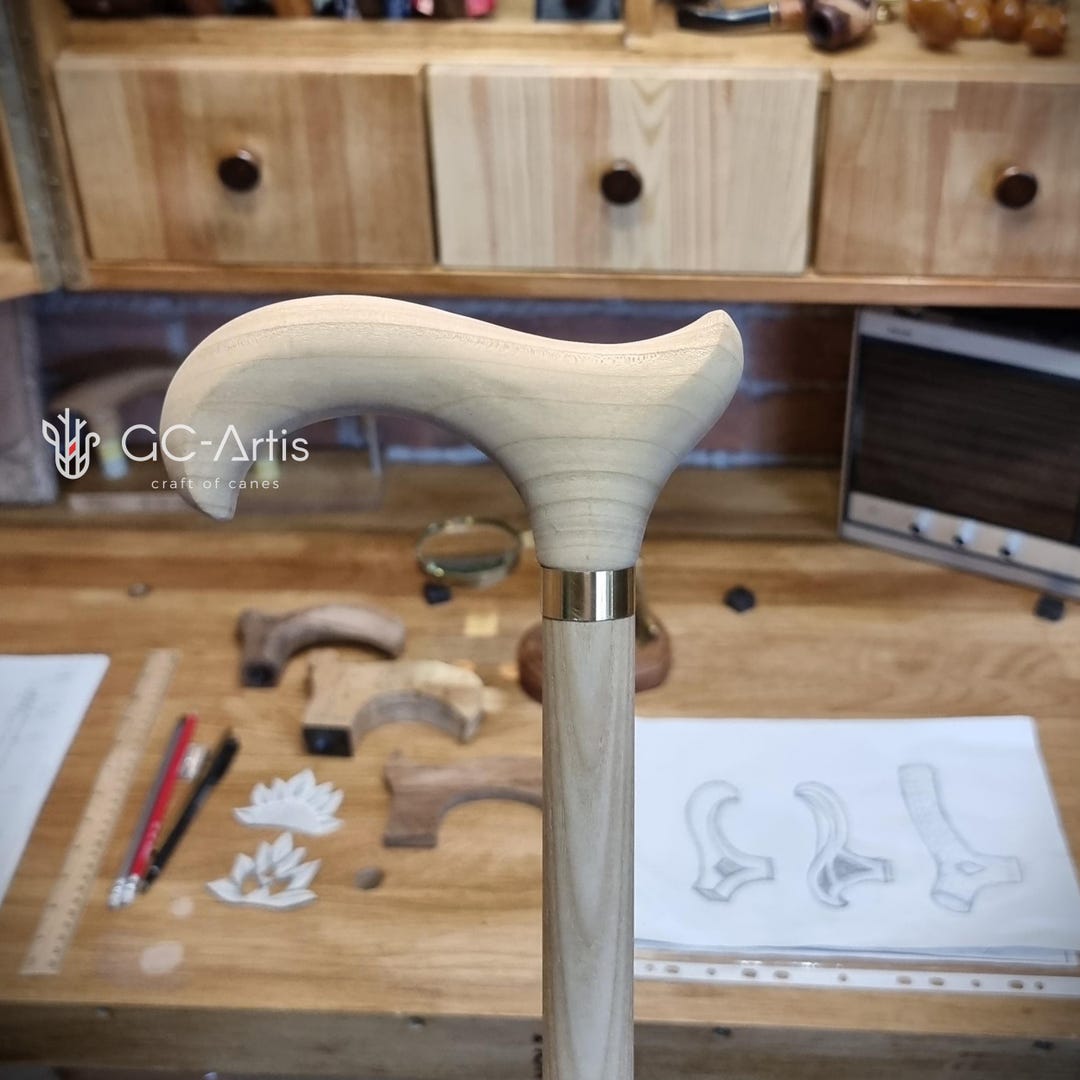 Unpainted Derby Walking Cane DIY Kit: Ash Wood Handle & Shaft - Etsy