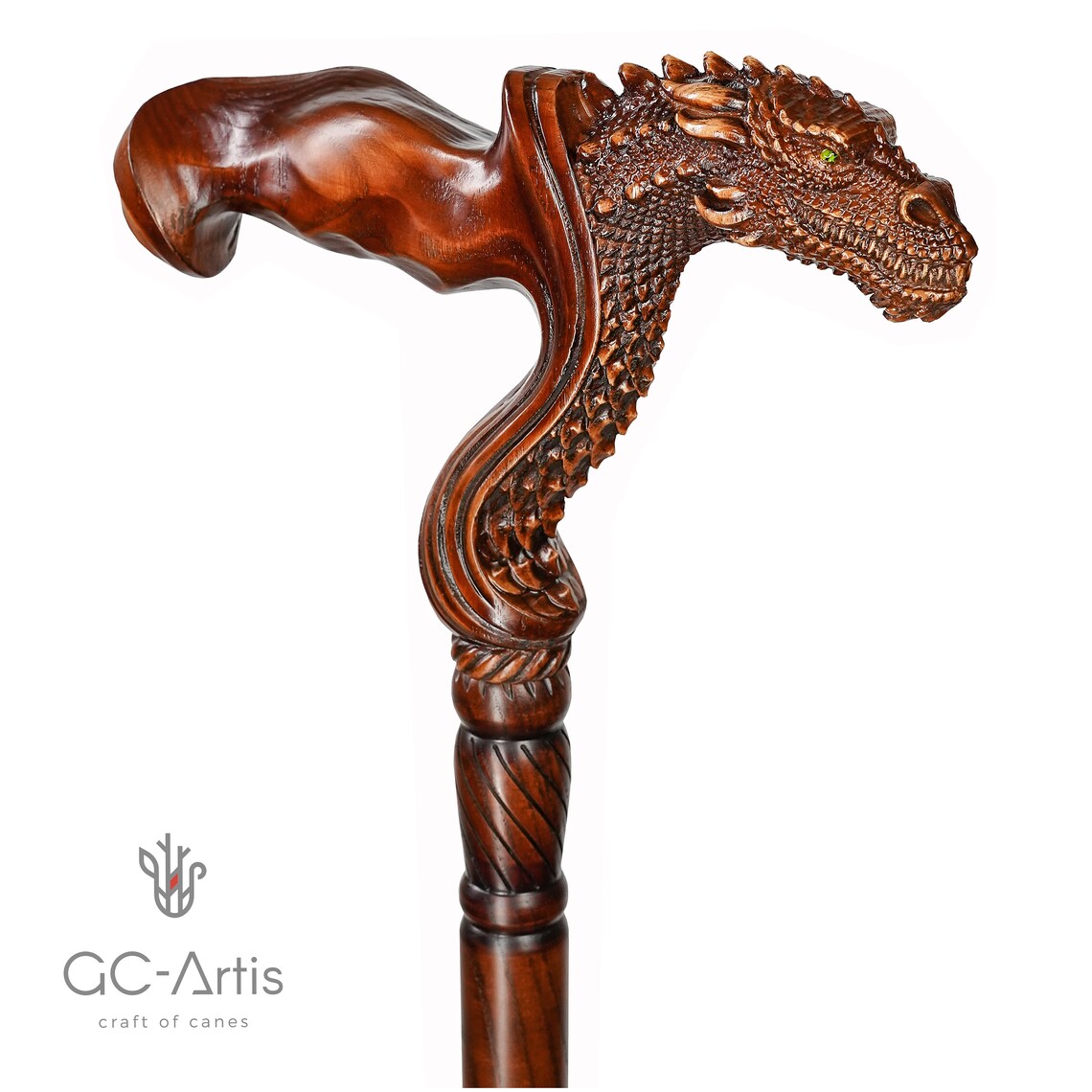 Dragon Cane Wooden Walking Stick Ergonomic Palm Grip Handle - Etsy