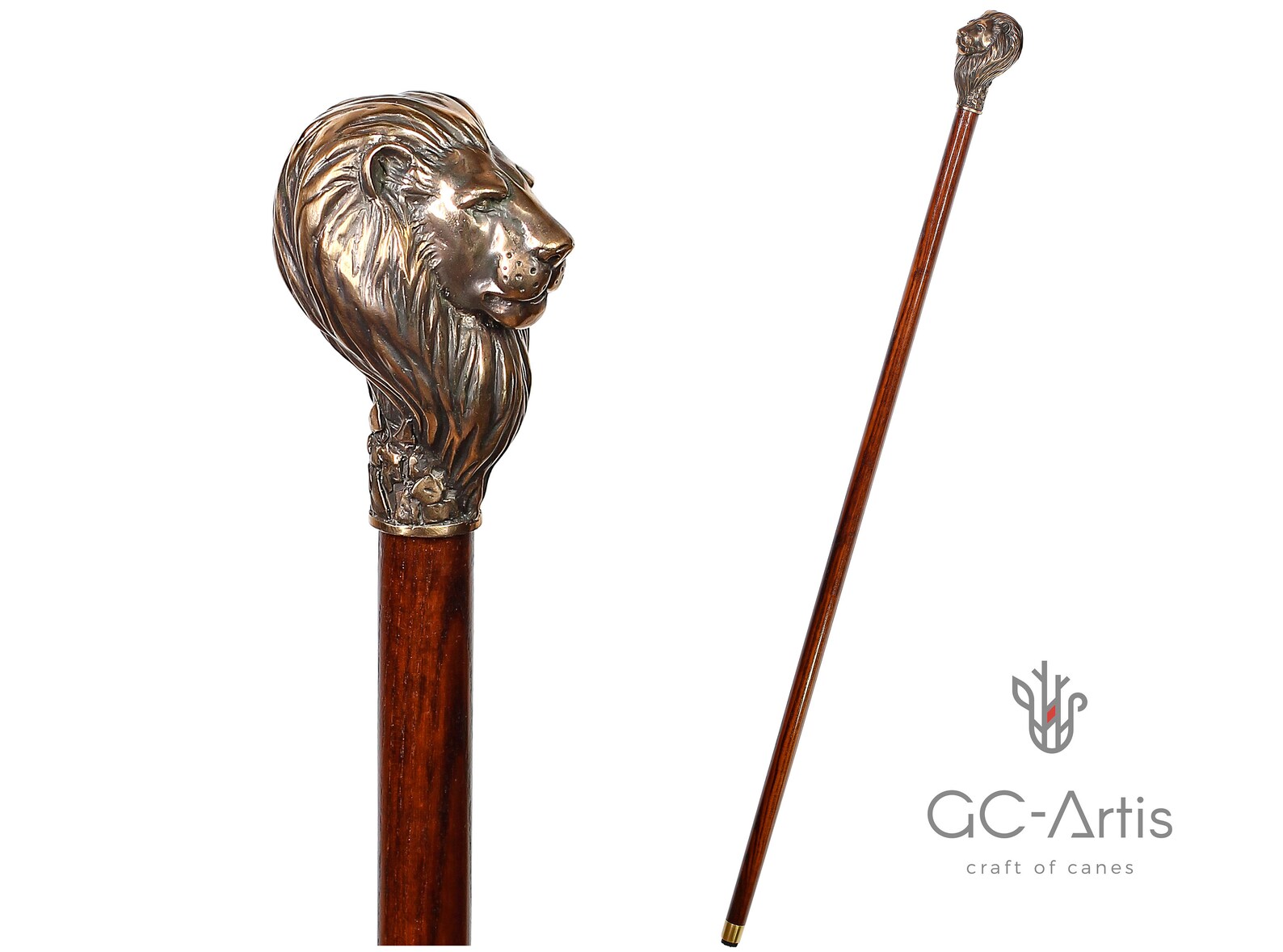 Bronze Lion Walking Stick Cane Classic TOP Knob Handle Stick | Etsy