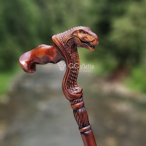 T-rex Dinosaur Walking Stick Wooden Walking Cane - Ergonomic Palm Grip ...