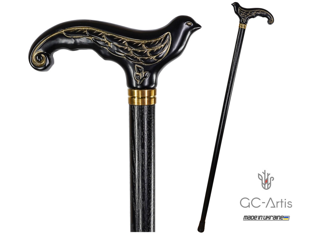 Black Swallow Bird Walking Stick Cane Pretty Wooden Cane for - Etsy