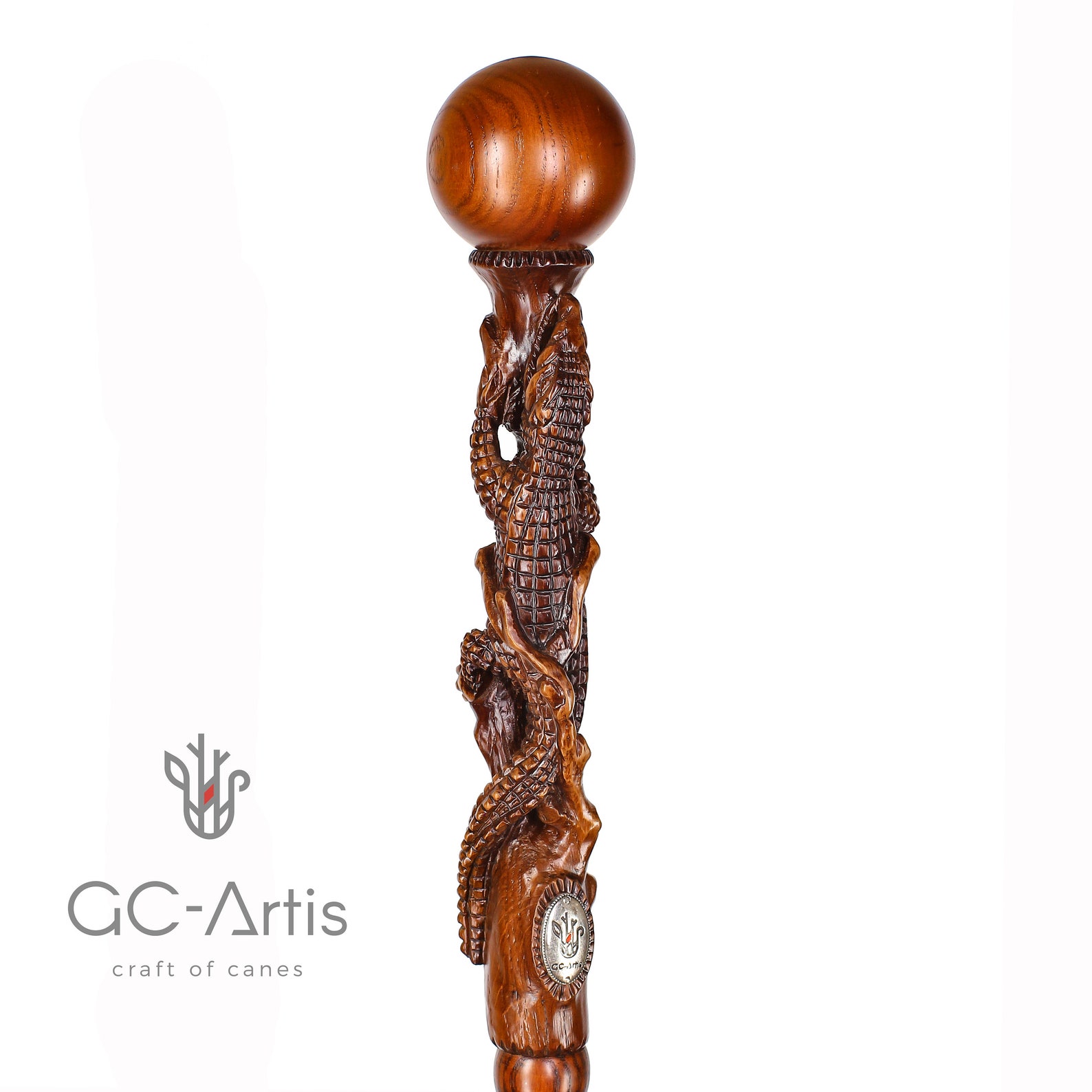 Crocodile Alligator Wooden Walking Hiking Stick Cane Staff Trekking ...
