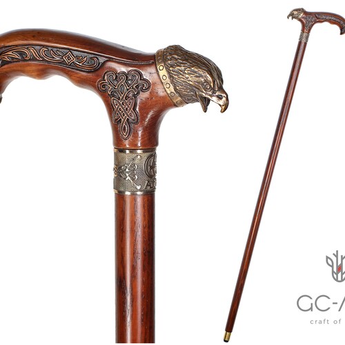 Phoenix Cane Walking Stick Wooden Carved Hand Head Walking | Etsy