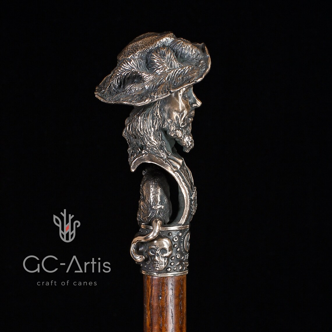 Pirate Captain With Monkey Bronze Brass Walking Stick Cane ...