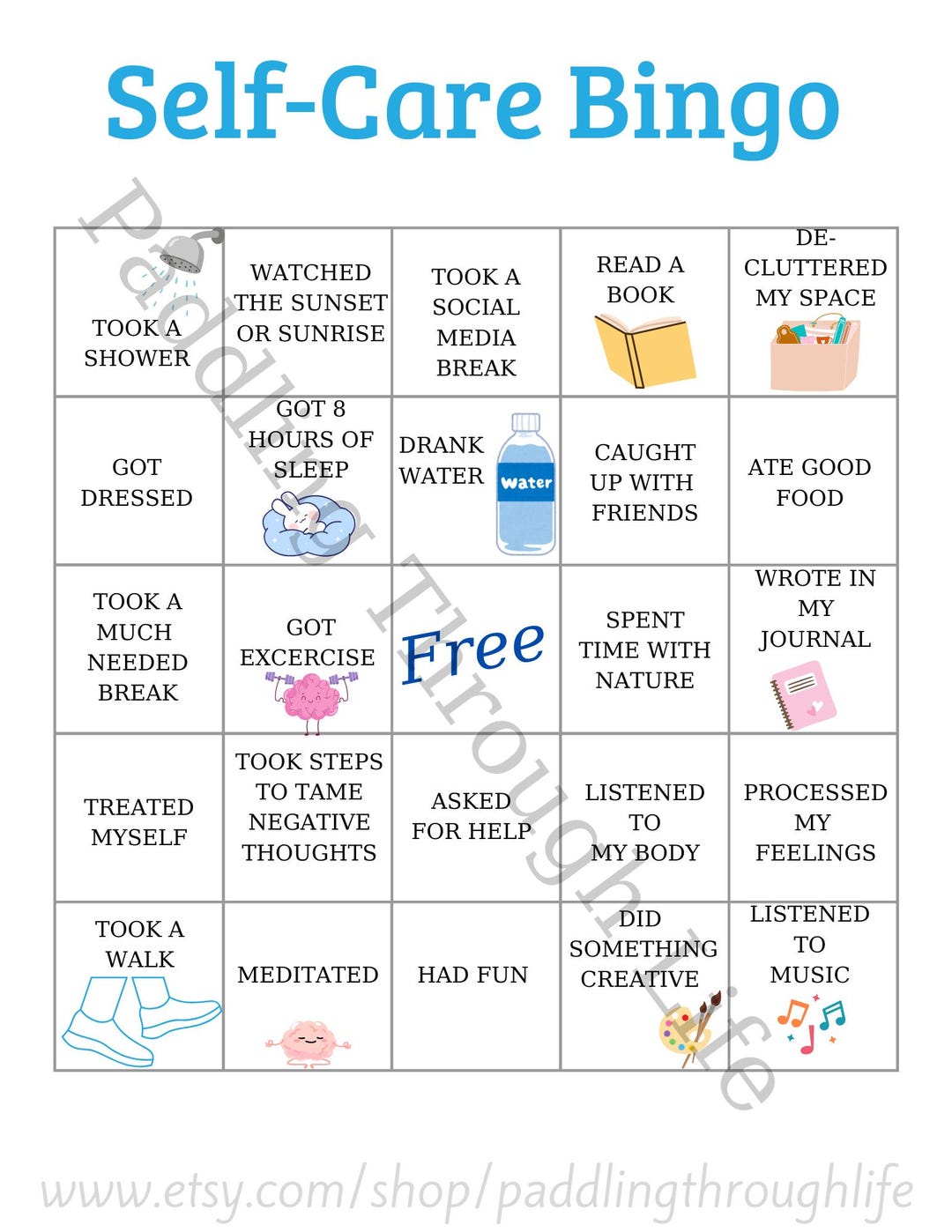 Self Care Bingo Printable | Wellness Game, Mental Health Activity ...