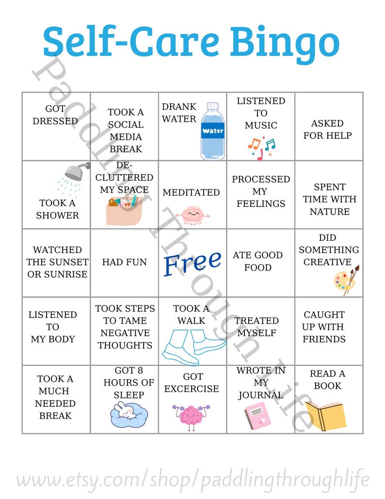 Self Care Bingo Printable | Wellness Game, Mental Health Activity ...