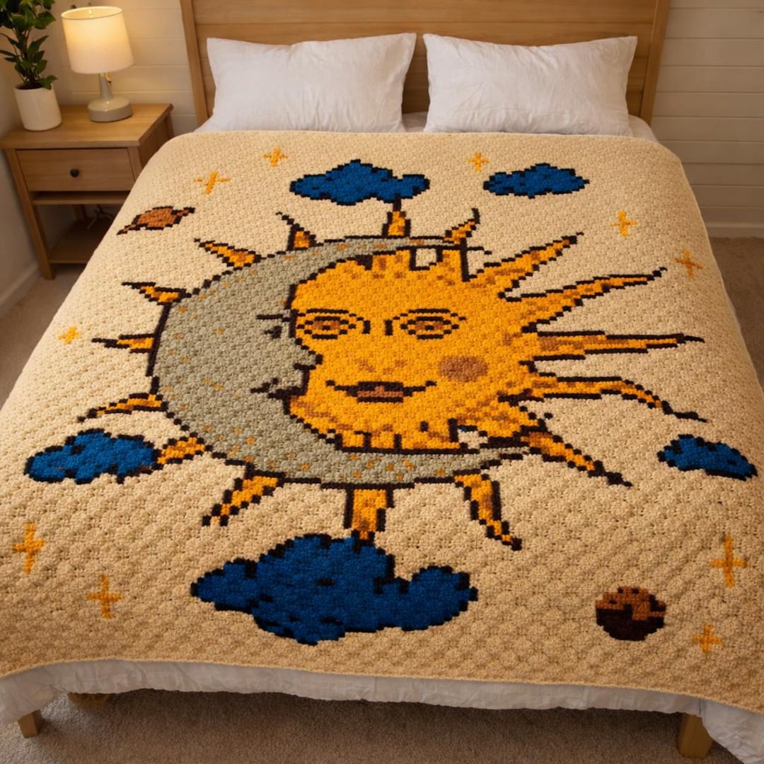 Celestial Sun & Moon C2C Crochet Pattern | Digital Download - Etsy