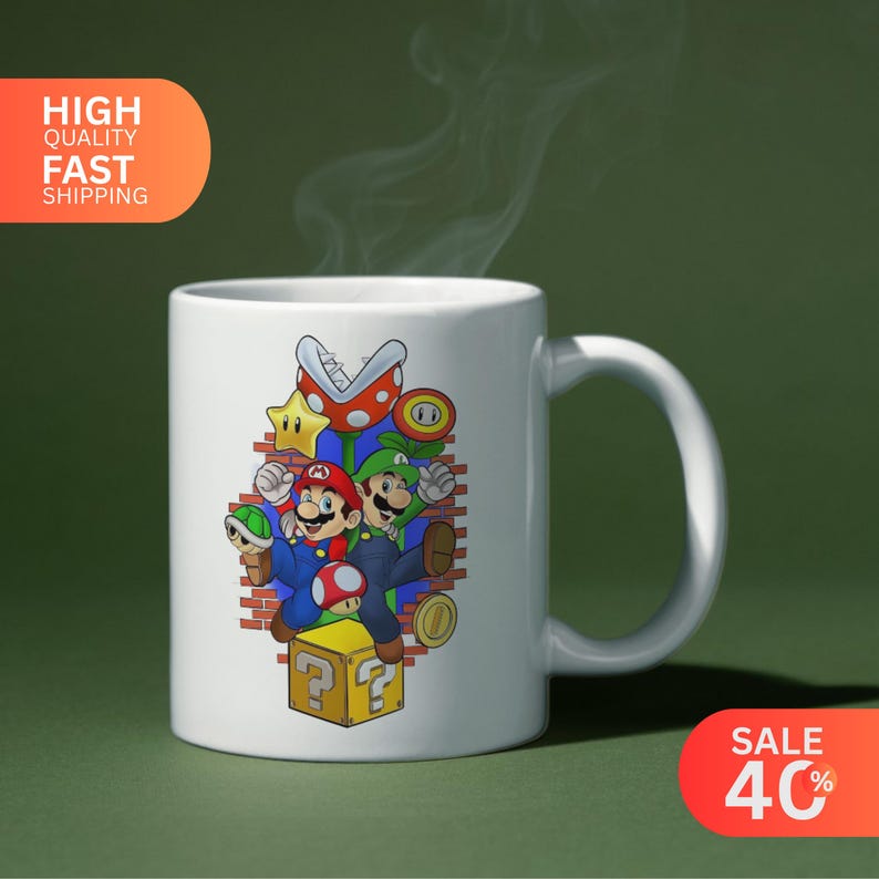 Super Mario Mug - Retro Gaming Coffee Cup for Fans - Etsy