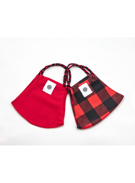 2 Masks Buffalo Plaid Red and Black Face Masks set Bulk | Etsy