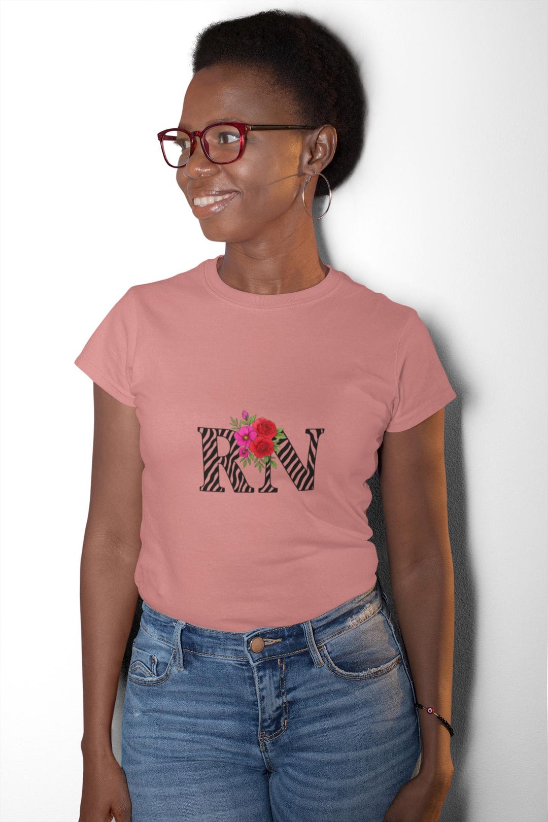 Stylish RN T-shirt With Animal Print and Floral Accents, Unisex Garment ...