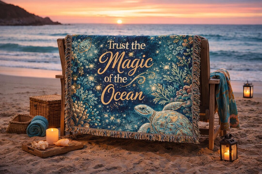 Trust the Magic of the Ocean Woven Blanket | Nautical Mermaid ...