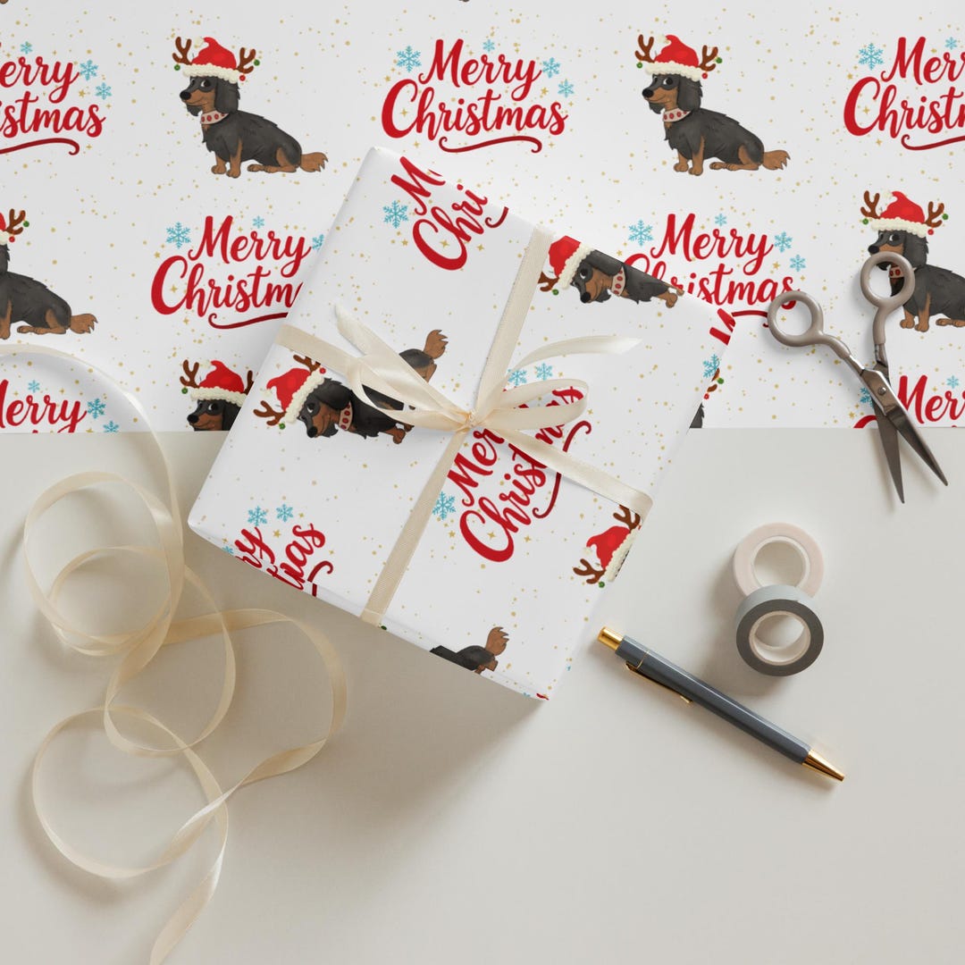Dog Christmas Wrapping Paper | White Background Holiday Gift Wrap ...