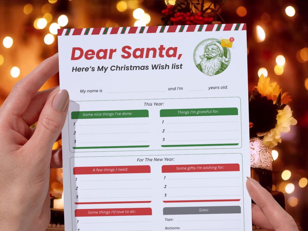 Christmas Wish List Printable Letter to Santa Wish List Christmas ...