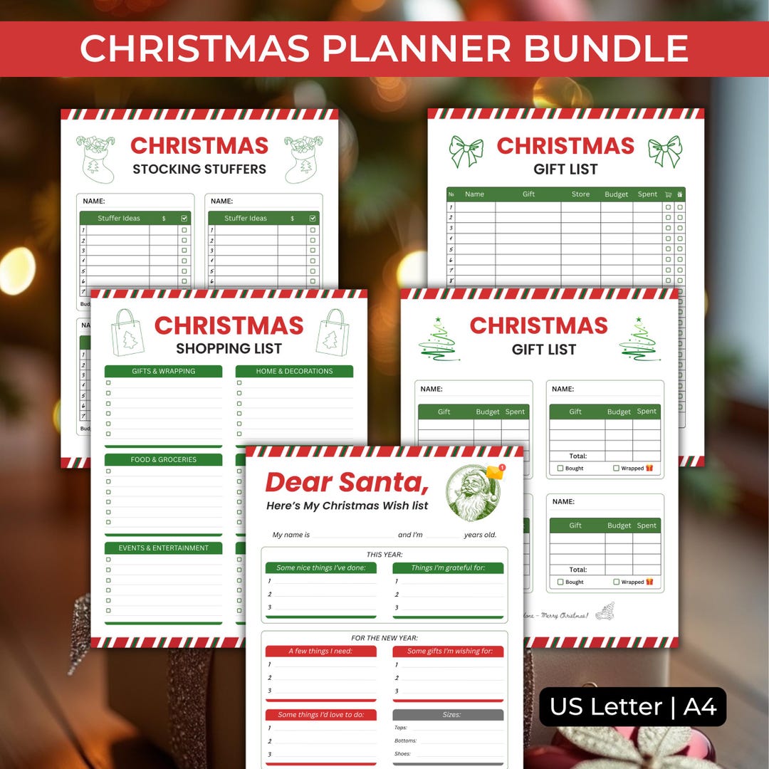 Christmas Planner Bundle: Holiday Shopping, Gift & Budget (PDF) - Etsy
