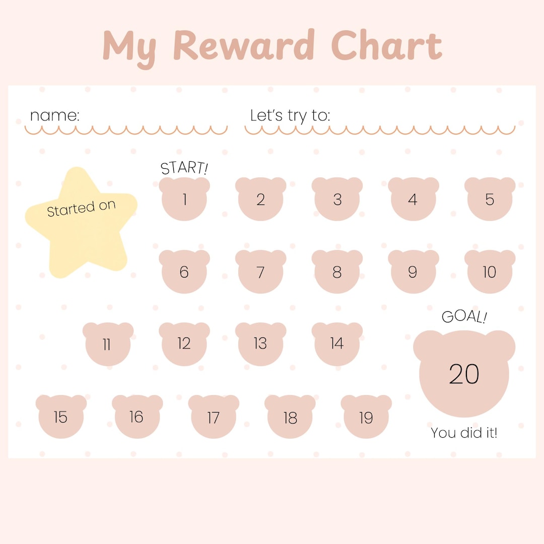 Counting Chart 1–20 Printable | Cute Reward Chart for Kids | Preschool ...