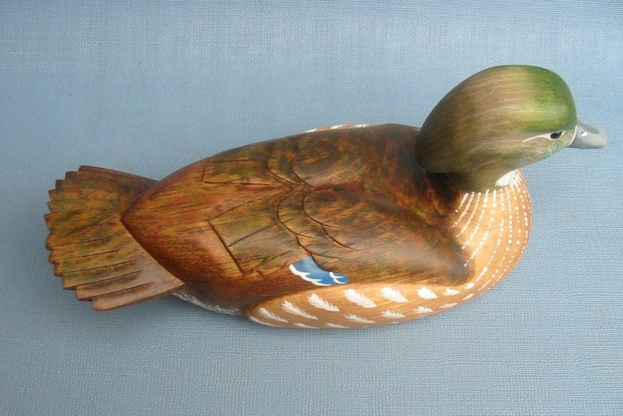 Hand Carved Wood Duck Hen Decoy Carving by Robert Kelly - Etsy