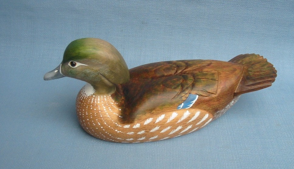 Hand Carved Wood Duck Hen Decoy Carving by Robert Kelly - Etsy