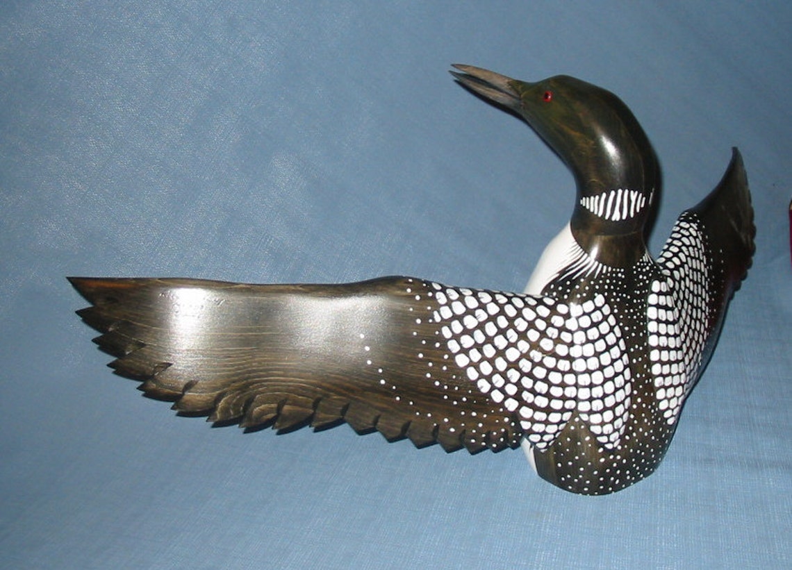 Hand Carved Common Loon Dancing Decoy Wood Carving by Robert - Etsy