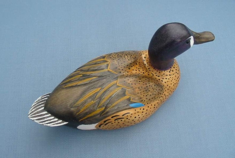 Hand carved Blue Winged Teal Drake Decoy Duck carving | Etsy