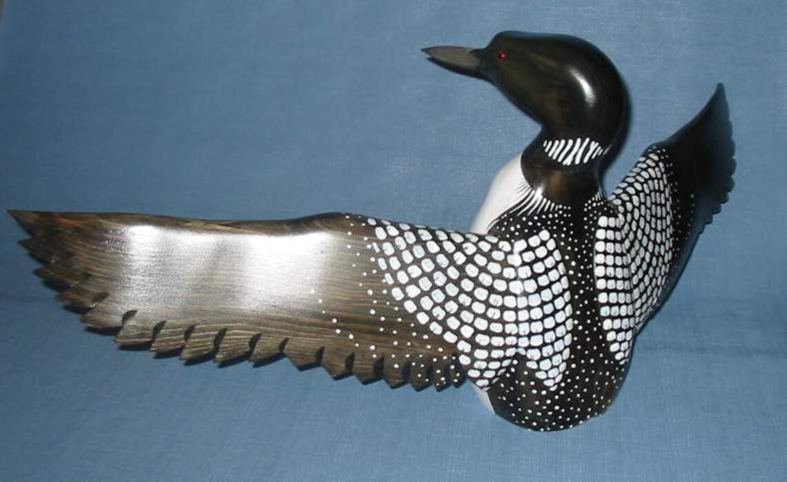 Hand Carved Common Loon Dancing Decoy Wood Carving by Robert - Etsy