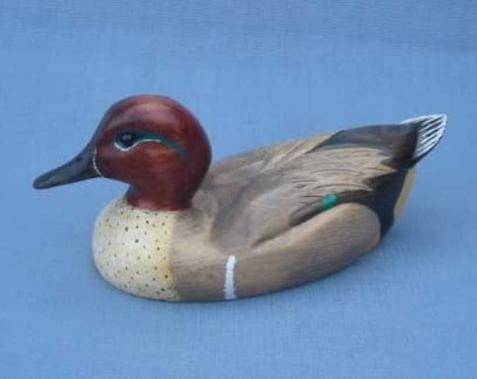 Hand Carved Green Winged Teal Drake Decoy Duck Carving - Etsy