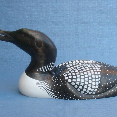 Hand Carved Common Loon Dancing Decoy Wood Carving by Robert - Etsy