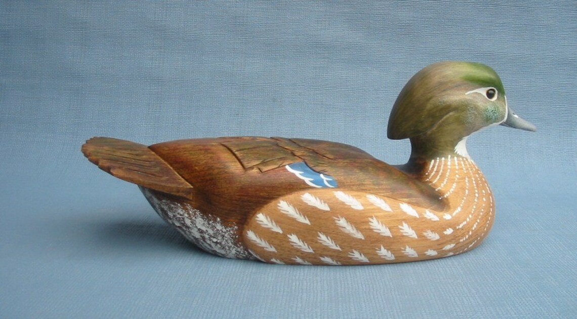 Hand Carved Wood Duck Hen Decoy Carving by Robert Kelly - Etsy