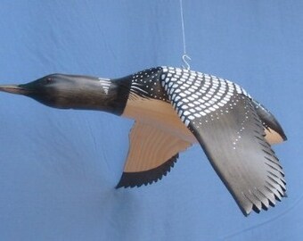 Hand Carved Flying Common Loon Decoy Carving Robert Kelly | Etsy