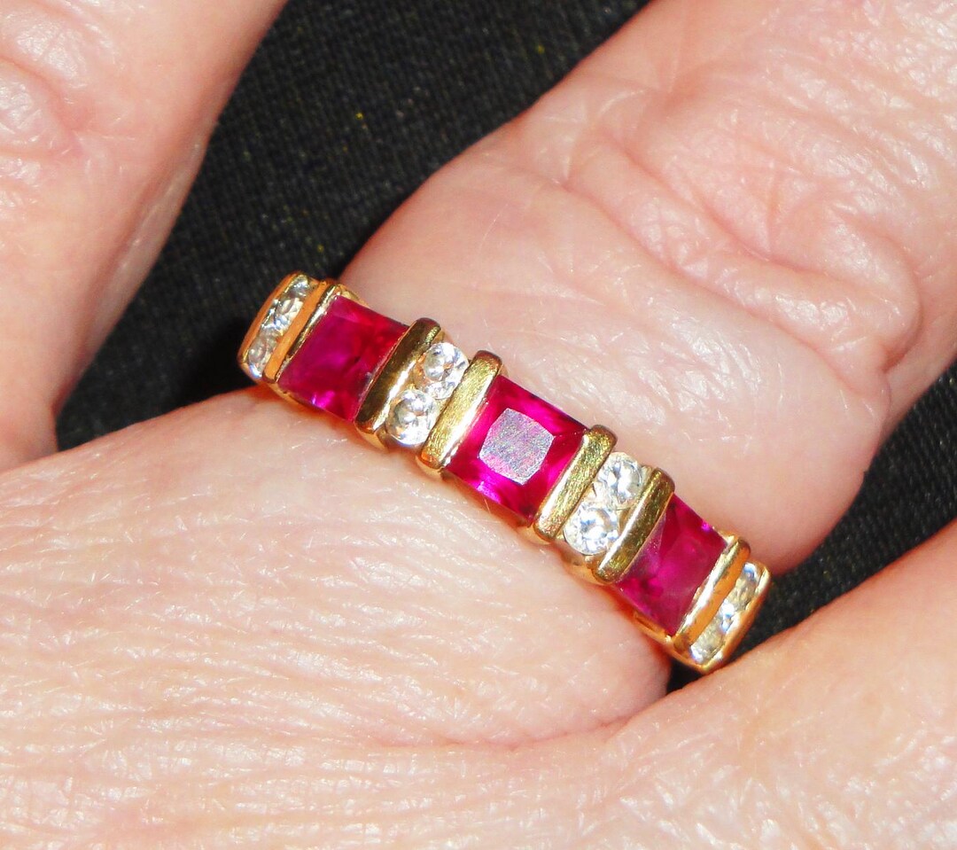 Vintage Avon Faux Ruby & Crystals Gold-tone Fashion Ring ~ Size 8 - Etsy