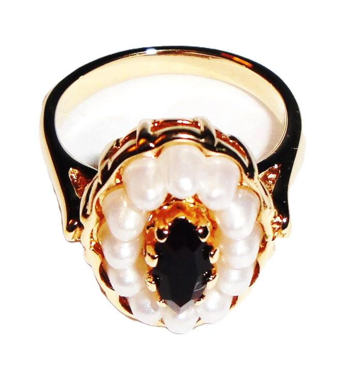 Vintage Avon "opulent Ring" - Faux Garnet & Pearl, Size 7 - Etsy
