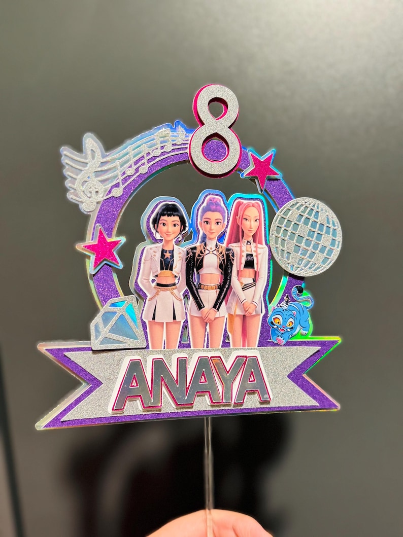 3D K-pop Demon Hunters Inspired Personalised Birthday Cake Topper - Etsy