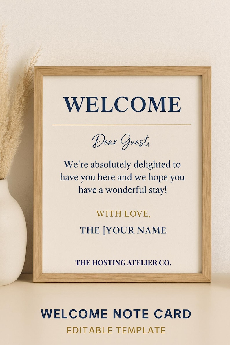 Welcome Note Template | Editable Canva | Modern Host Greeting Card ...